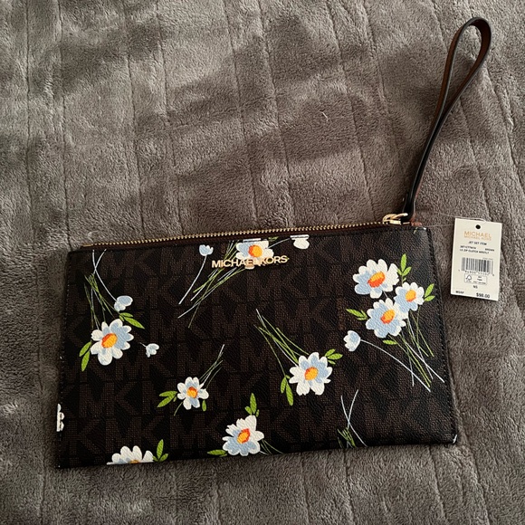 Michael Kors | Bags | Nwt Mk Wristlet With Blue Flowers | Poshmark
